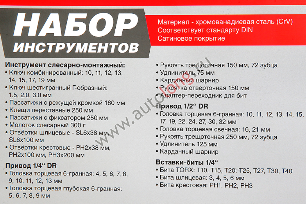 Набор инструментов 72 предмета в кейсе AVS ATS-72 слесарно-монтажные купить по низким ценам в ...