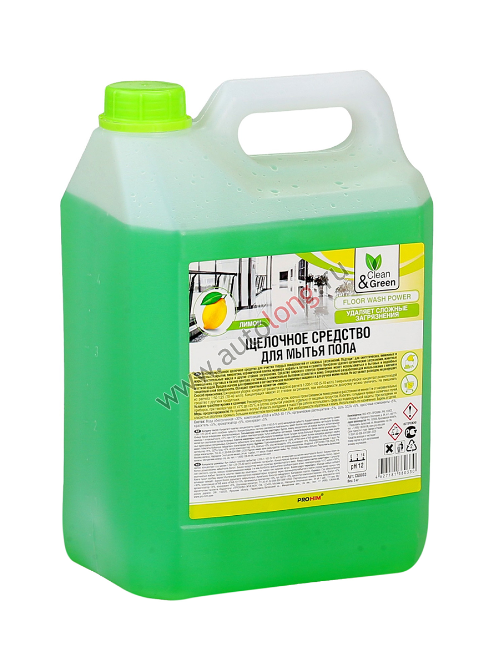 Щелочное средство для мытья пола (концентрат) 5 кг Clean&Green CG8033 ...
