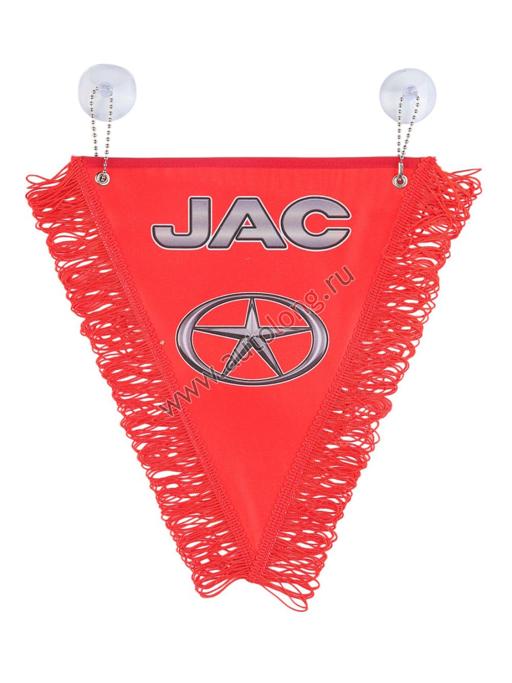 Вымпел автомобильный JAC с бахромой (20х26 см) красный фон купить по ...
